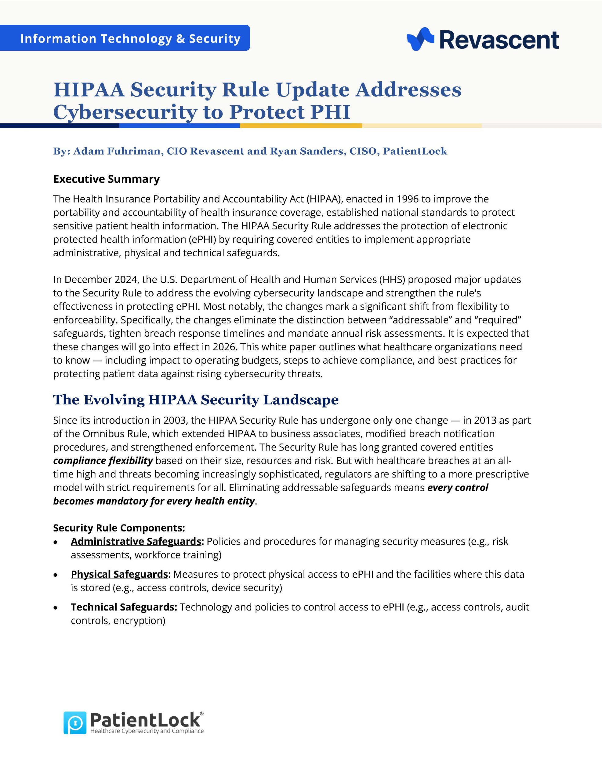 HIPAA Security Rule Update - Revascent